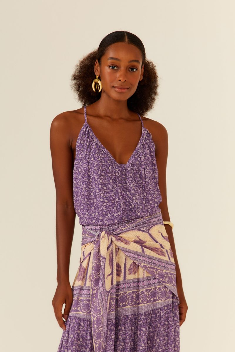 Blusa De Alça Franzido Ggt Estampa Pluma