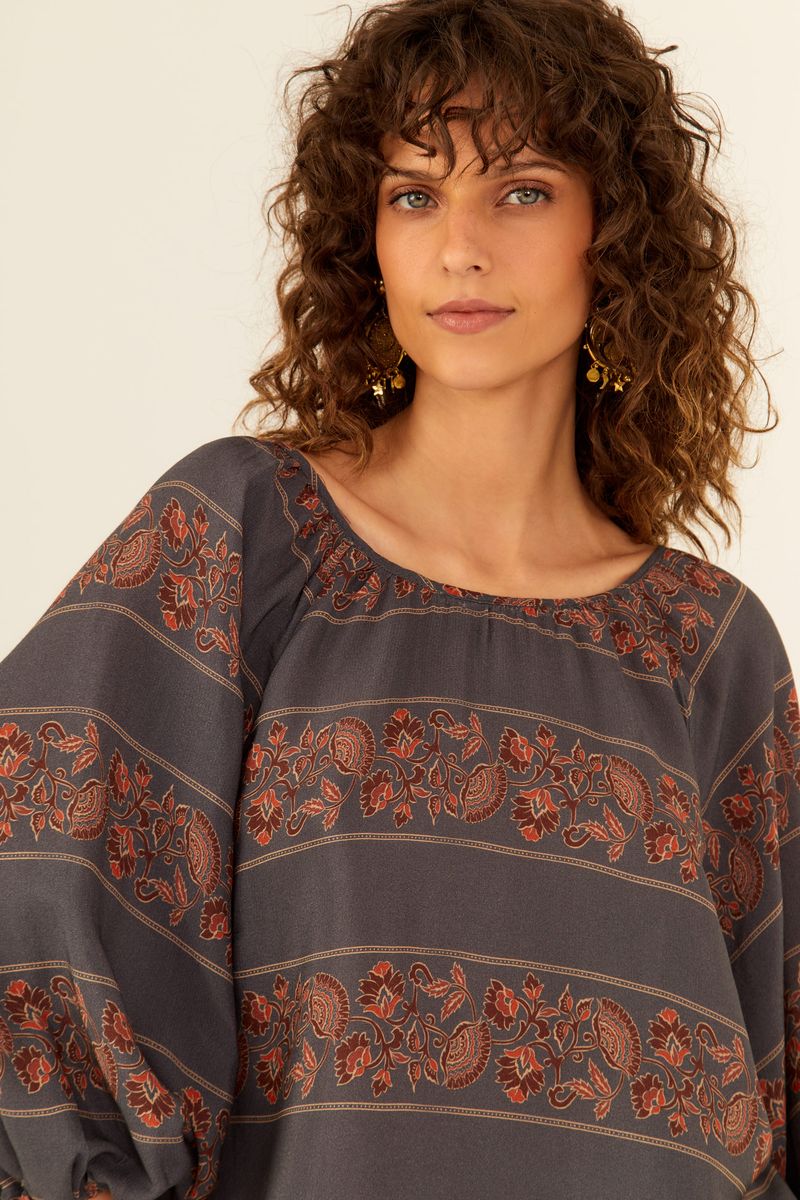 Blusa Manga Estampa Ava Galão