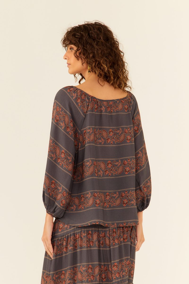 Blusa Manga Estampa Ava Galão