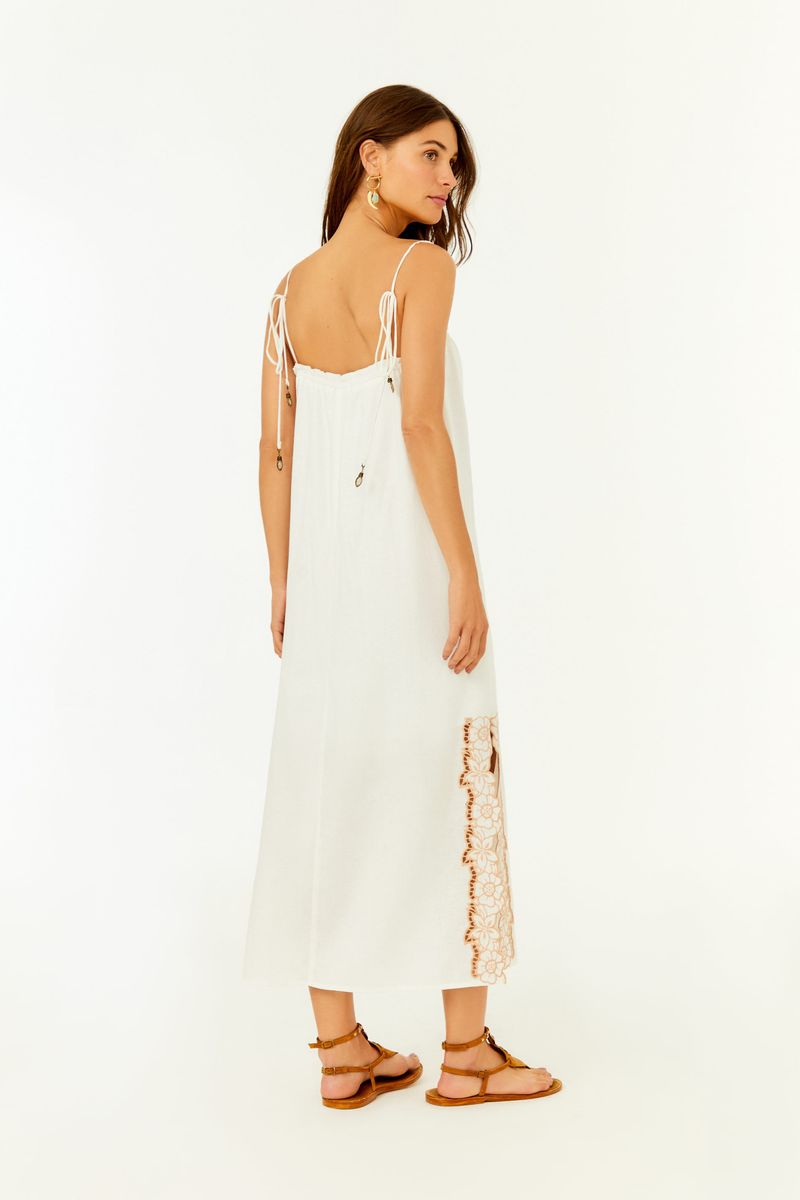 Vestido Alça Bordado Lotus