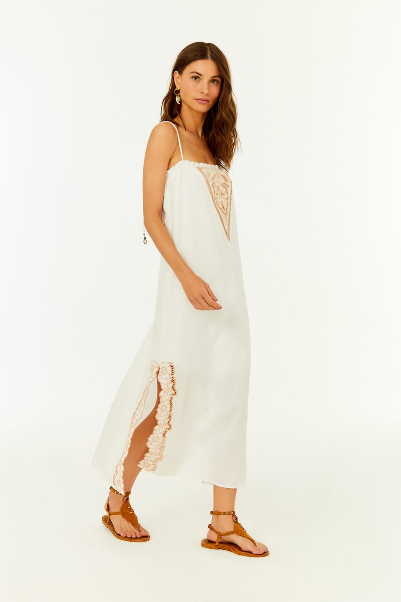 Vestido Alça Bordado Lotus
